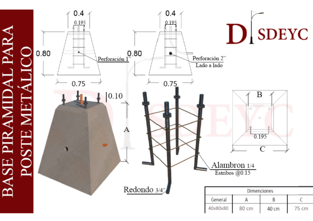 BASE PIRAMIDAL 40X80X75 - DISDEYC